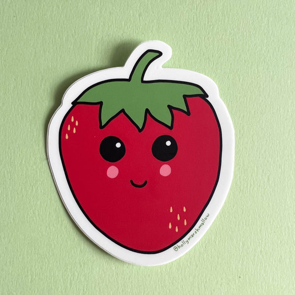 Cute Strawberry Sticker - hollymarshmallow