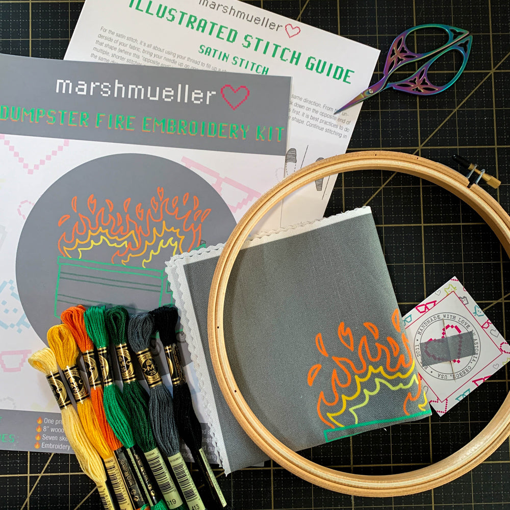Dumpster Fire Embroidery Kit - hollymarshmallow