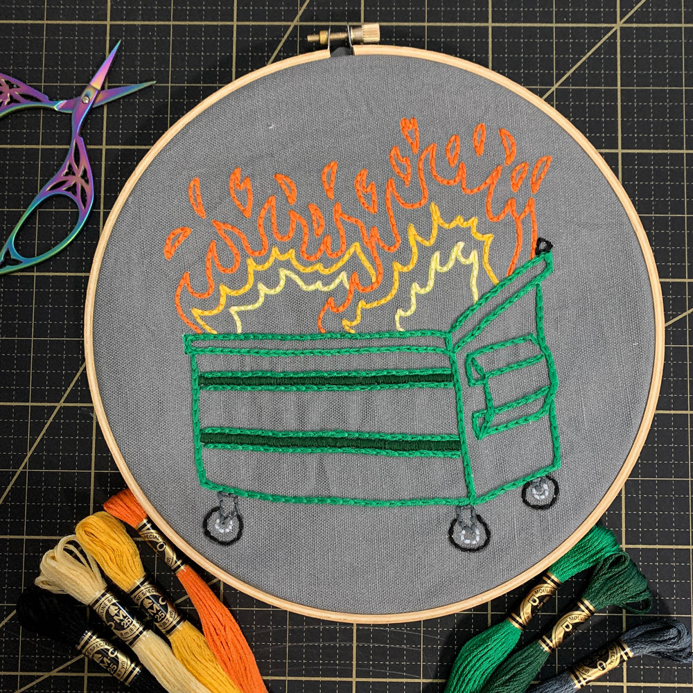 Dumpster Fire Embroidery Kit - hollymarshmallow