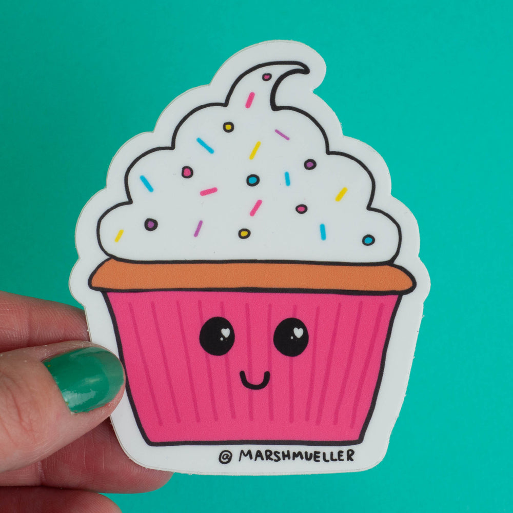 Cute Cupcake Sticker - hollymarshmallow